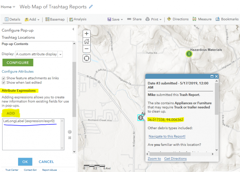 Latitude, Longitude labels with an Arcade expression (ArcGIS Online ...